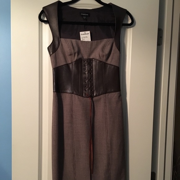 bebe | Dresses | Nwt Super Sexy Bebe Dress Tweed Leather | Poshmark